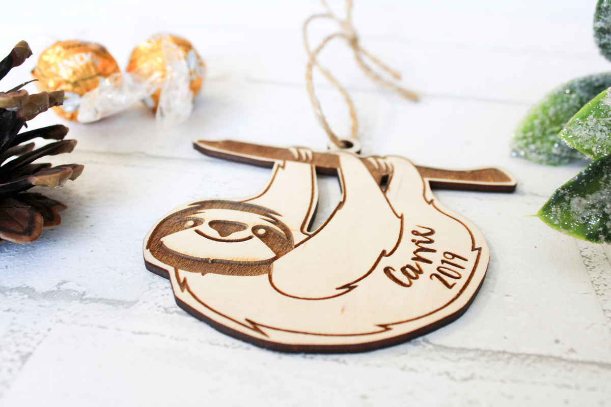Sloth Personalized Christmas Ornament – Cades and Birch