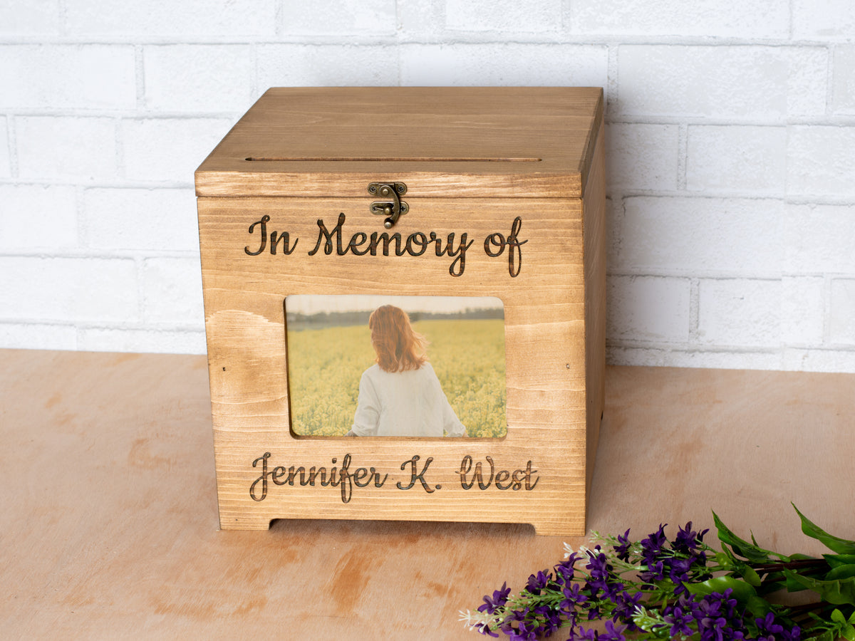 Memorial Card Box, Personalized Wood with Picture Frame Front – Cades ...