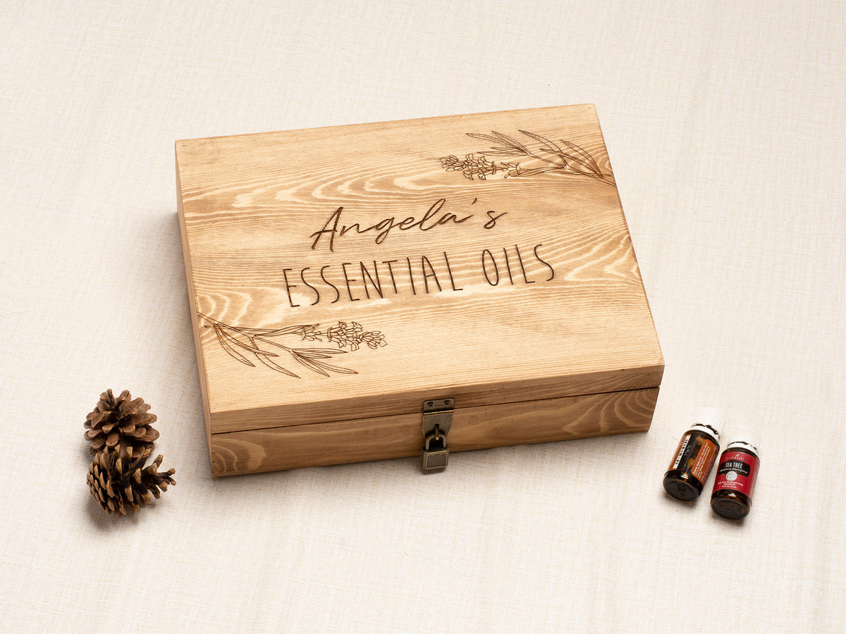 Essential Oil Storage Lock Box with Name & Floral Design – Cades and Birch