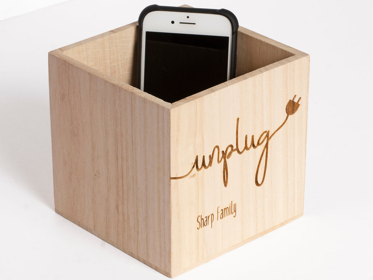 Unplug Phone Box Crate, Personalized – Cades and Birch