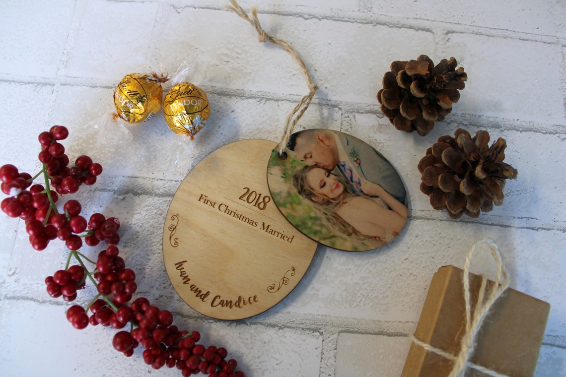 Christmas Ornament Double Hang With Your Custom Photo Print on Wood ...